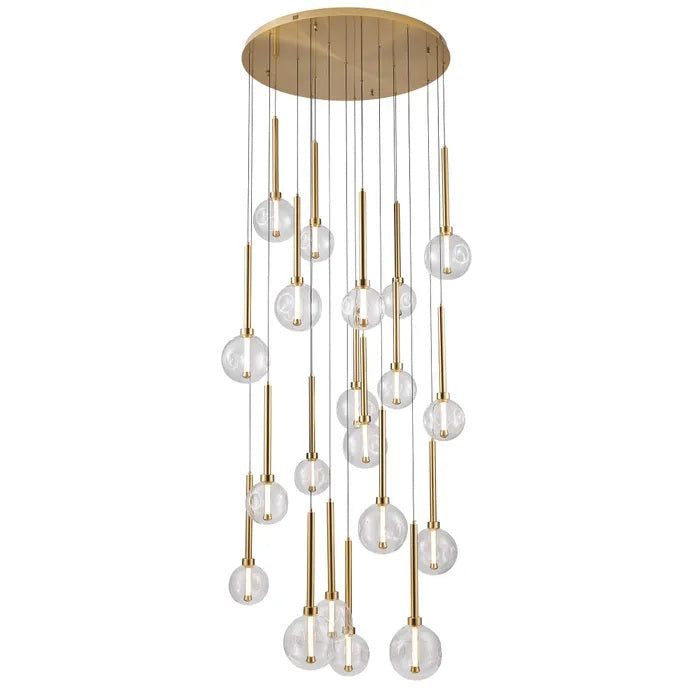 Vencha Meteor 20 Light Pendant – Satin Gold LED Chandelier | Davoluce ...