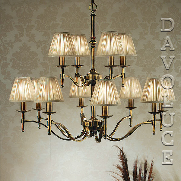 Viore Design Stanford 12 light chandelier brass By Davoluce Lighting