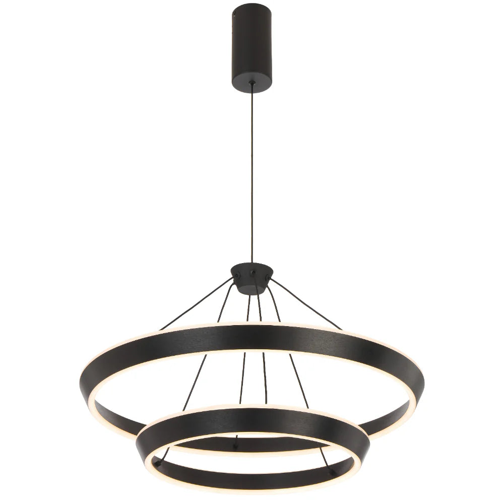 Telbix VANTEL 2 Tier LED Ring Pendant Light Black | Modern Statement ...